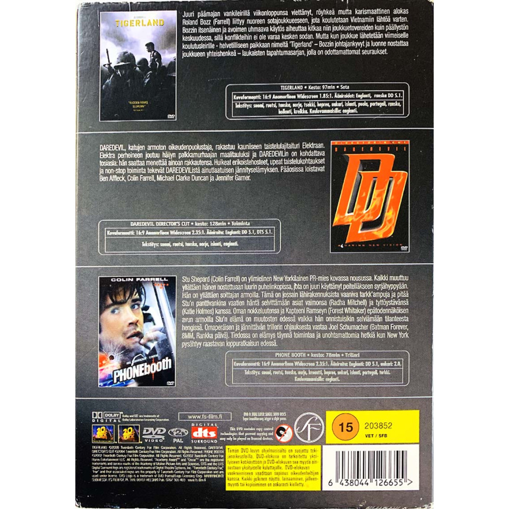DVD - Colin Farrell collection Tigerland / Daredevil / Phonebooth 3DVD ...