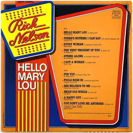 Nelson Rick Hello Mary Lou - vinyl LP