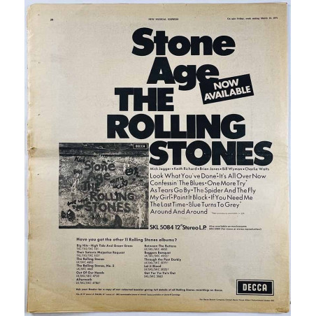 New Musical Express: musiikkilehti rock - 1971 - Levykauppa Kane