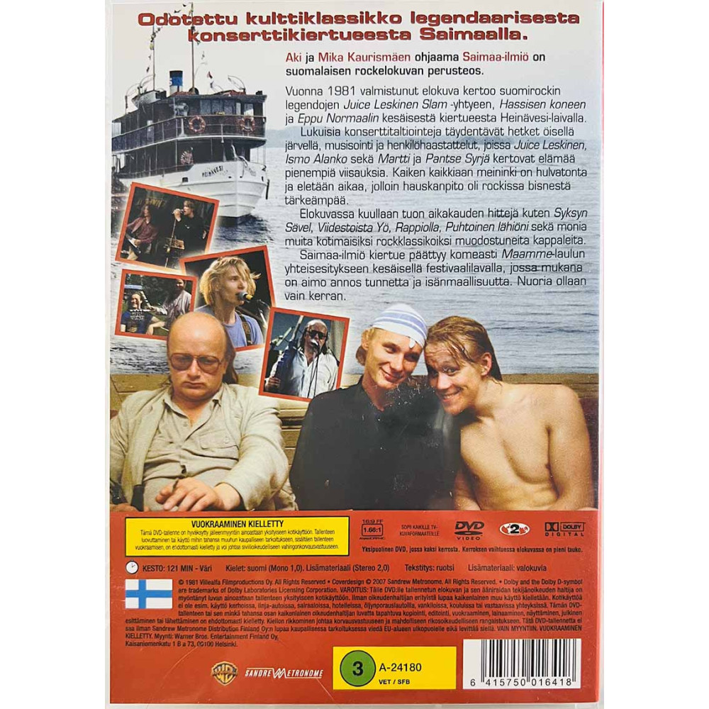 DVD - Elokuva Saimaa-ilmiö Juice Leskinen, Hassisen Kone, Eppu Normaali ...