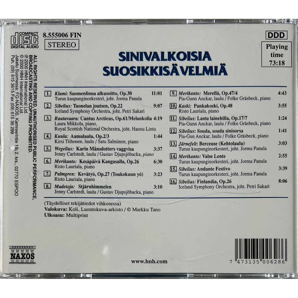 Turun Kaupunginorkesterin Jousisto ym. Sinivalkoisia Suosikkisävelmiä ...