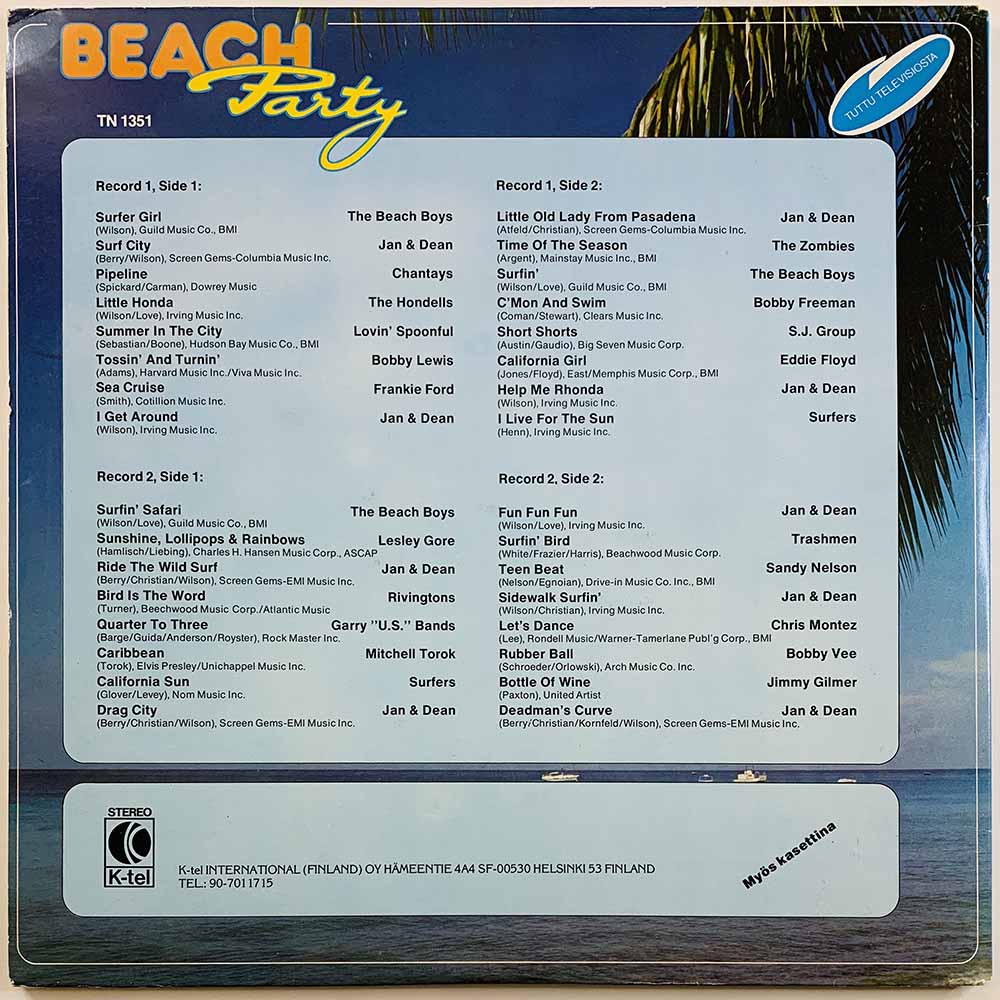 Jan & Dean, Beach Boys, Surfers ym. Beach Party 2LP - vinyl LP