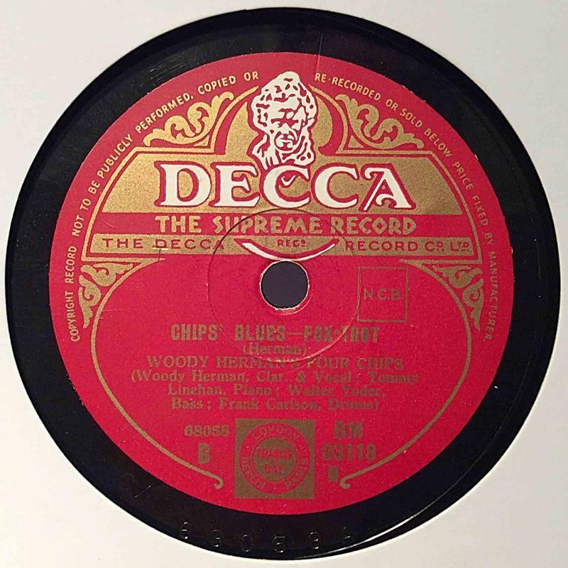Woody Herman’s Four Chips shellac 78 rpm record, year 1941