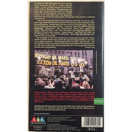 Midnight Oil VHS video, year 1990